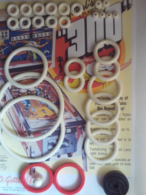 FLIPPER-GOTTLIEB-TOP SCORE-300-KIT ELASTIQUES-CAOUTCHOUC-PINBALL Rubber ...