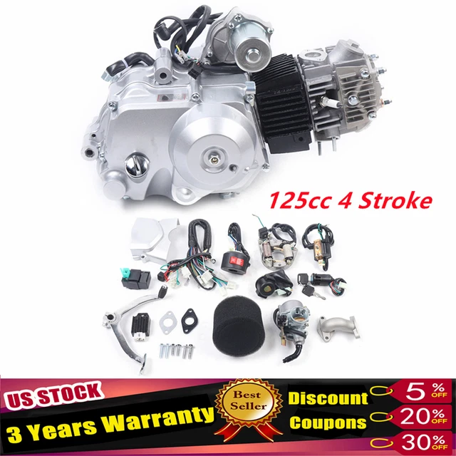 125CC SEMI AUTO Engine Motor + Reverse For Dirt Pit Bike Buggy Quad ATV ...
