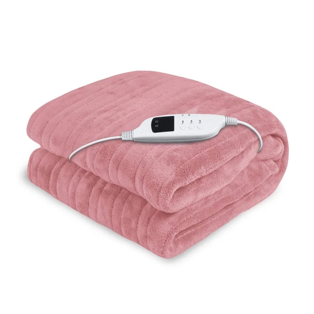 LAURA HILL HEATED Electric Throw Rug Blanket 160x130cm Pink 9 Heat ...