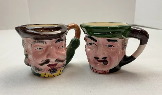 VINTAGE TOBY CHARACTER Face Jug Mugs/Creamers Miniature Lot Of 2 Made ...
