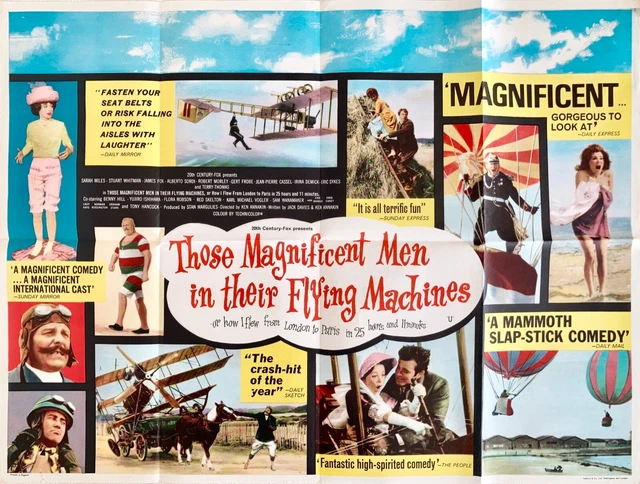 THOSE MAGNIFICENT MEN in Their Flying Machines Original 1965 Movie Quad ...