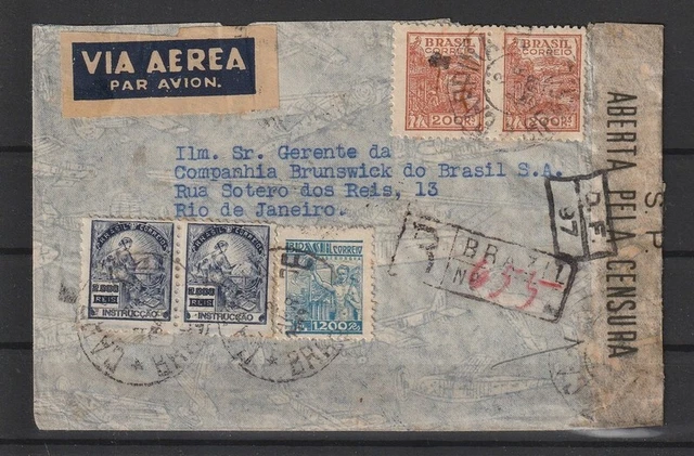 BRASILE RACCOMANDATA POSTA aerea lettera di censura Carpina n. Rio de ... BRASILE RACCOMANDATA POSTA aerea lettera di censura Carpina n. Rio de ...