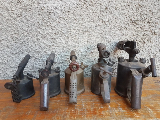 LOT ANCIEN CHALUMEAU ancienne lampe fer à souder outil métier torche ...