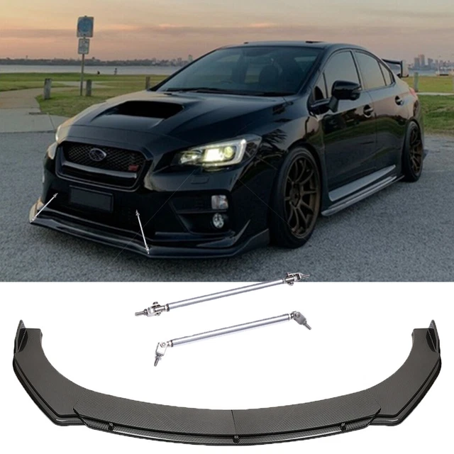 FRONT BUMPER LIP Splitter Carbon Style + Strut Rods For Subaru WRX STI ...
