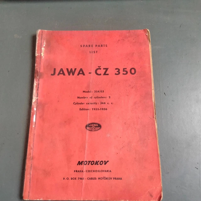 1956 JAWA MOTORCYCLES List of Spare Parts CZ 350 $50.00 - PicClick AU