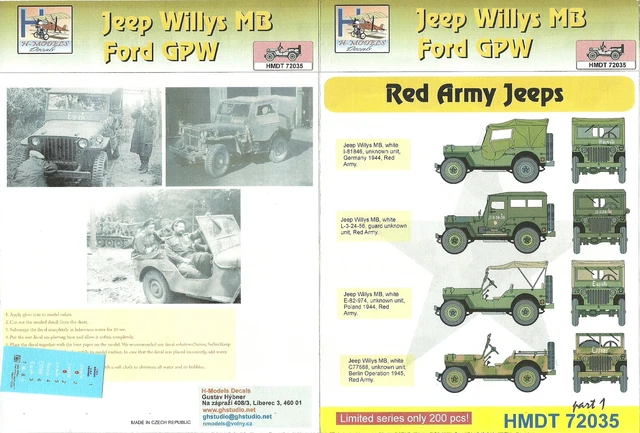 H-MODELS DECALS 1/72 Willys MB / Ford GPW Jeep - Red Army Jeeps £8.75 ...
