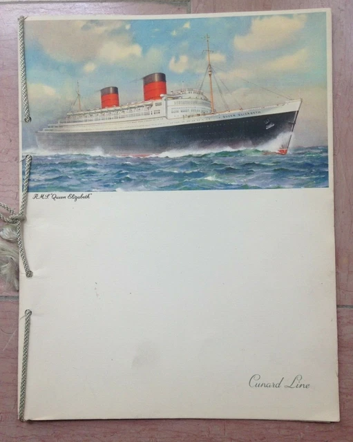 MENU CUNARD LINE Paquebot QUEEN ELISABETH Du 1 février 1957 EUR 60,00 ...
