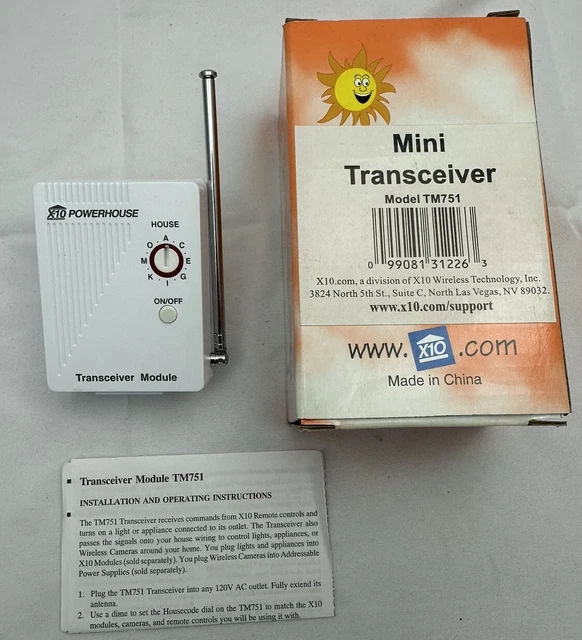 X-10 MINI TRANSCEIVER TM751 Smart Home Automation Security NOB $14.99 ...