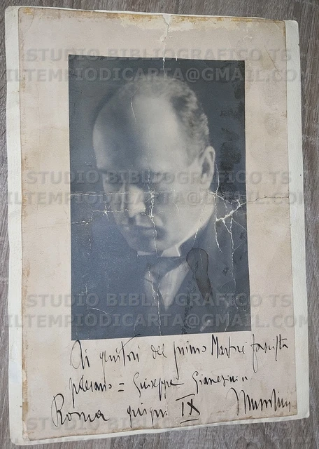 GRANDE FOTO DEL Duce Mussolini con dedica autografa al primo Martire ...