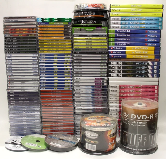 NEW SEALED BLANK CD-R/RW & DVD-R/RW Job Lot Bundle 150+ TDK, Philips ...