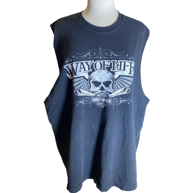 HARLEY DAVIDSON MOTORCYCLES Way of Life Skull Sleeveless Muscle T Shirt ...