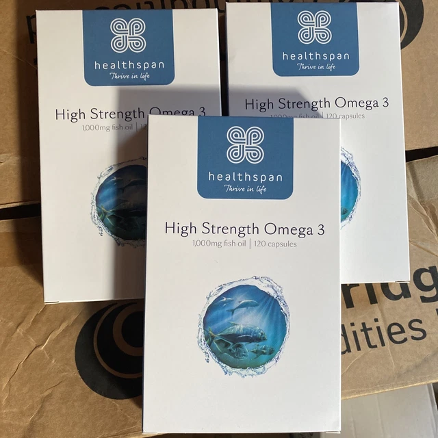 HEALTHSPAN HIGH STRENGTH Omega 3 1,000 Mg X 3 Boxes Of 120 Capsules £14 ...