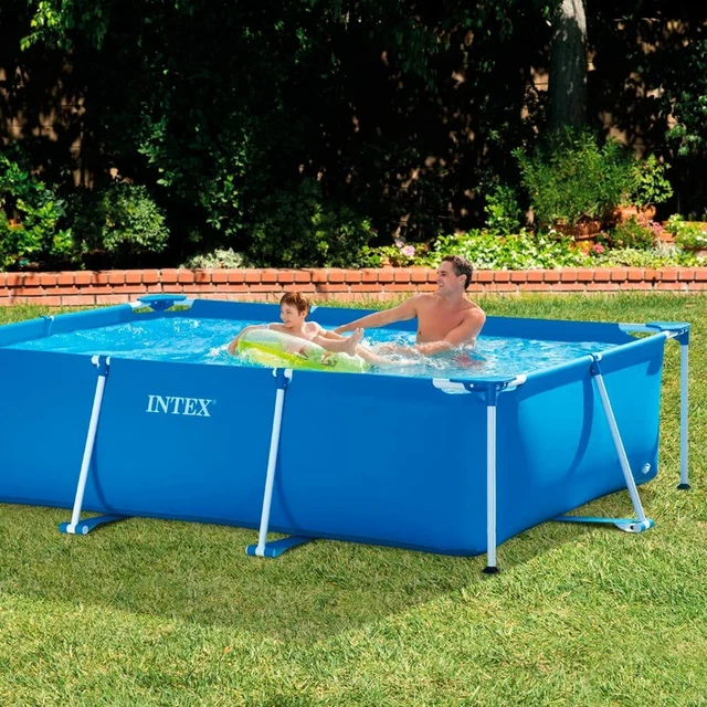 INTEX METAL FRAME Rectangular Family Kids Swimming Pool 3m x 2m Outdoor ...