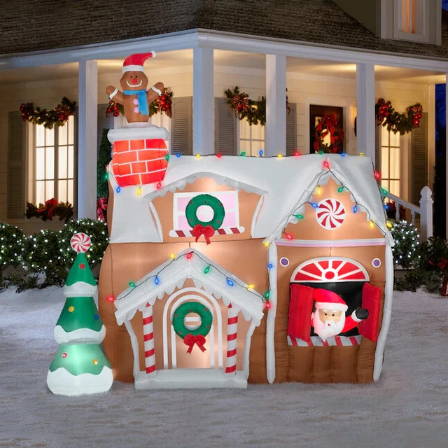 GEMMY 8’ RARE Animated Gingerbread House Lighted Christmas Inflatable ...