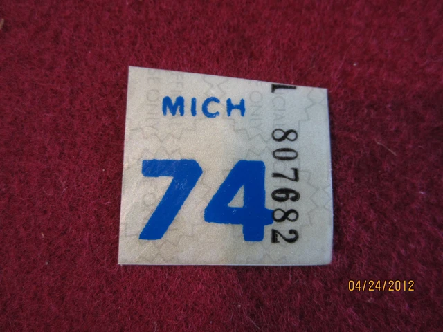 1974 MICHIGAN LICENSE Plate Sticker In Original Package--UNISSUED--Car ...