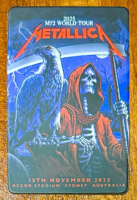 2025 METALLICA FAN Card Sydney Australia M72 World Tour Used $23.50 ...