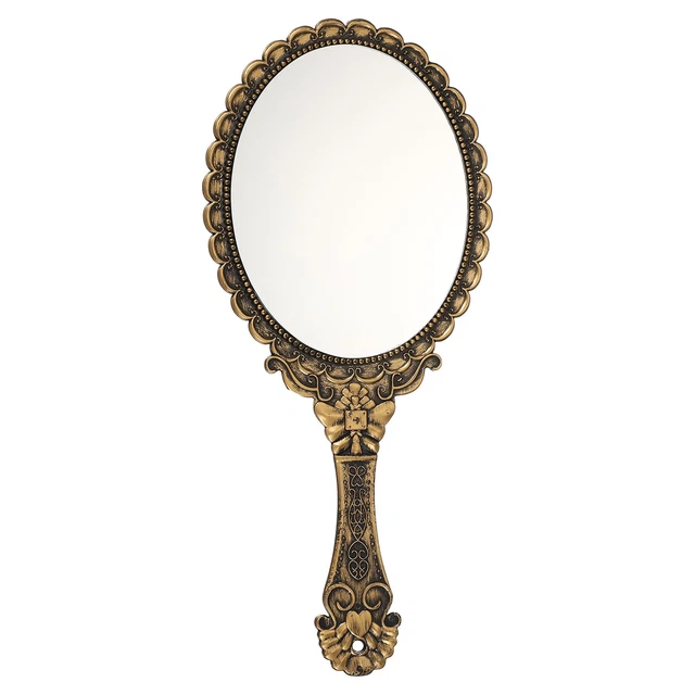 1 PCS VINTAGE Hand Held Mirror Hand Vanity Mirrors, Bronze Gold(Oval ...