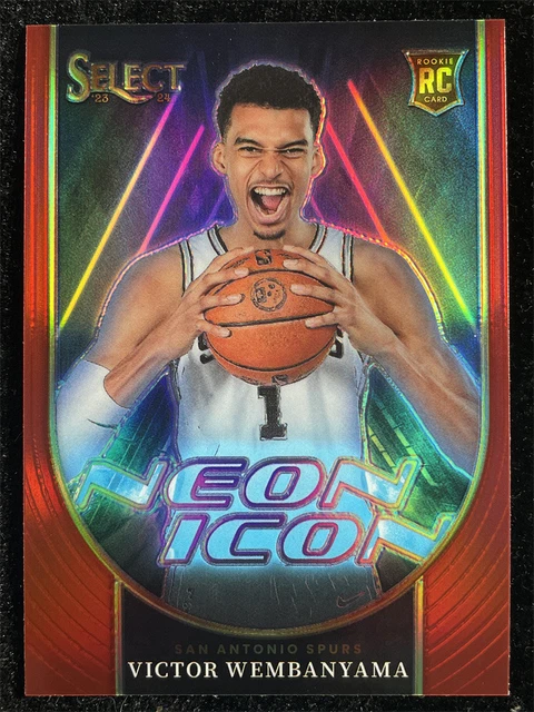 2023-24 PANINI SELECT Victor Wembanyama Neon Icon Red Prizm Rookie RC ...