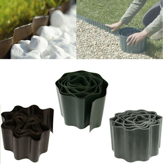 GARDEN PLASTIC GREEN Lawn Edge Edging Border Fence Grass Flexible Wall ...