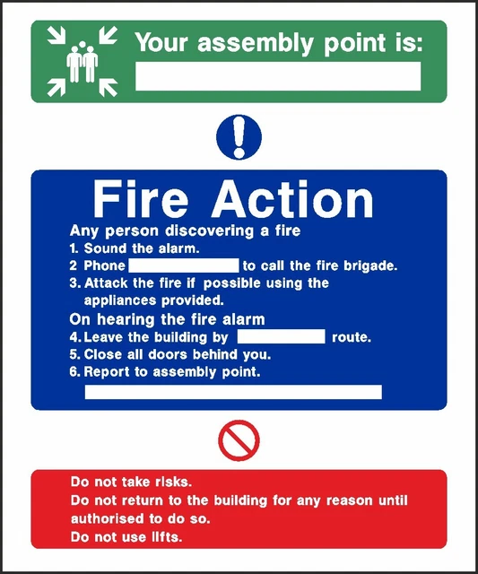 FIRE ASSEMBLY SIGNS Stickers Caution Warning Danger Hazard [V6FACT0008 ...