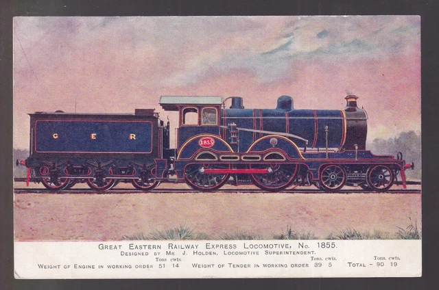 GER EXPRESS LOCO No. 1855 Unposted 1900s Postcard Great Eastern Railway ...