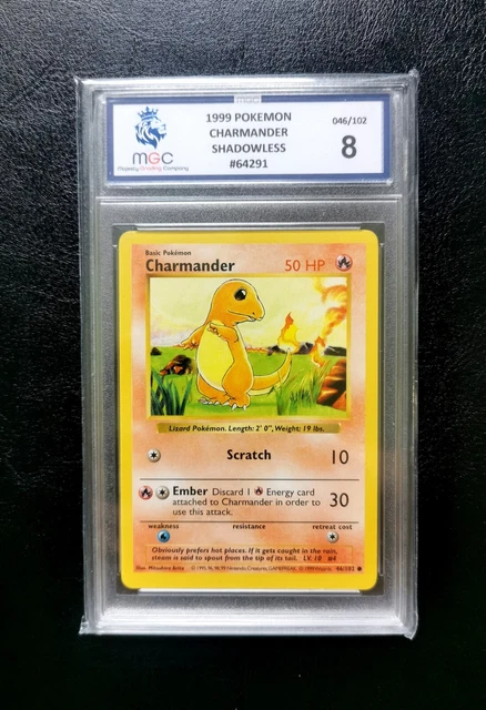 RARE SHADOWLESS CHARMANDER 46/102 Pokemon Karte Base Set 1999 WTC MGC8 ...