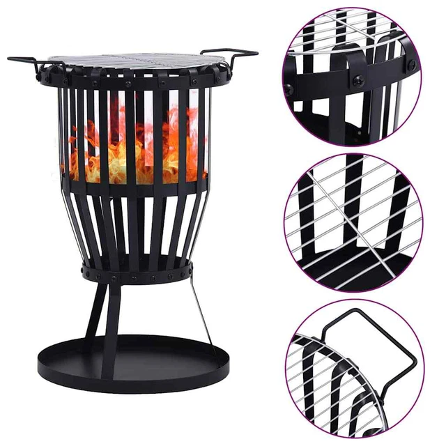 FEUERKORB MIT GRILLROST Stahl 47,5cm Feuerschale Feuerstelle BBQ Grill ...