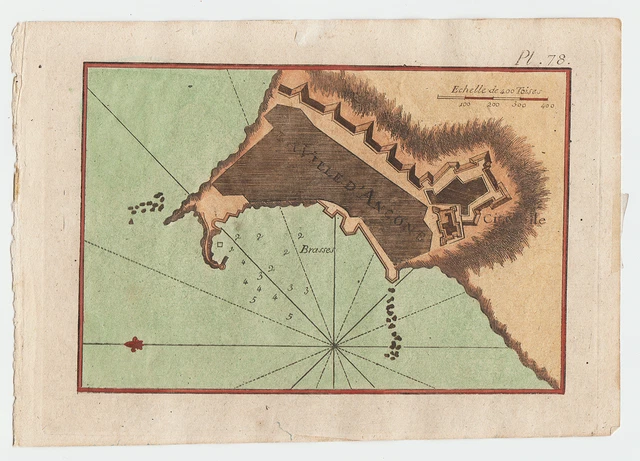 STAMPA ANTICA JOSEPH roux mappa nautica portolano 1779 ancona marche ...