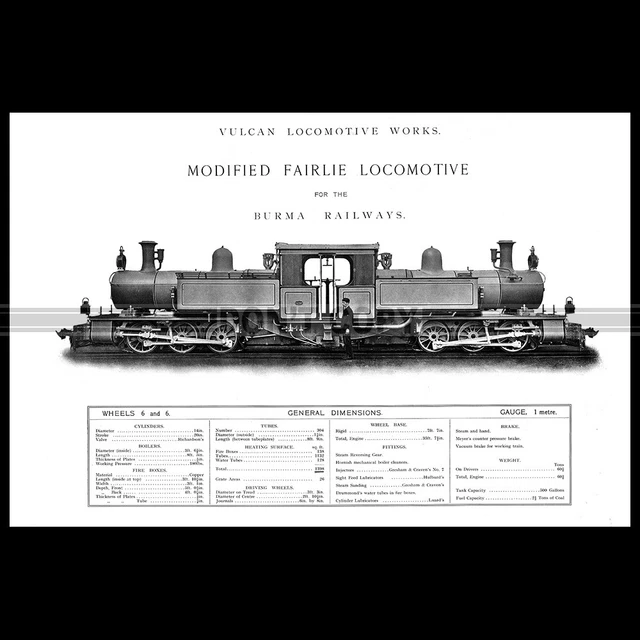 PHOTO T.000196 STEAM LOCOMOTIVE MODIFIED FAIRLIE BURMA RAILWAYS TRAIN ...