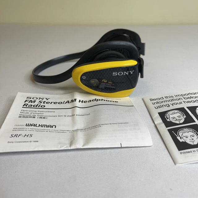 SONY WALKMAN SPORTS SRF-H5 FM/AM Mega Bass Stereo Headphone Radio ...