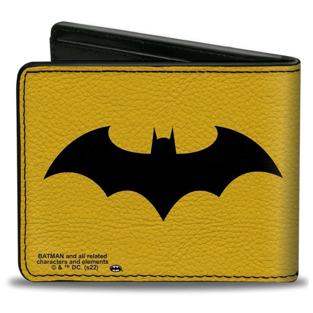 BI-FOLD WALLET BATMAN Tech Action Pose + Bat Logo Yellow/Black/White ...