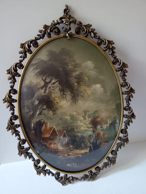 VAN ROS SIGNED Original Dutch Countryside Landscape Oil Painting, Metal ...