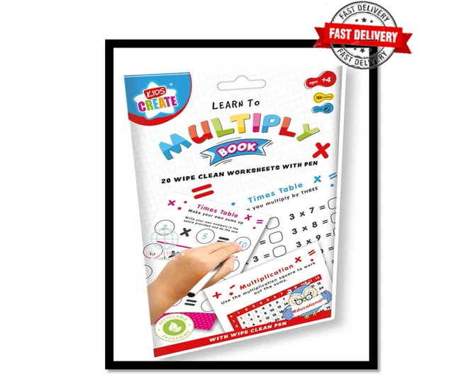 MULTIPLY BOOK WITH Pen Times Table A5 20 Worksheet Wipe Clean Kids ...