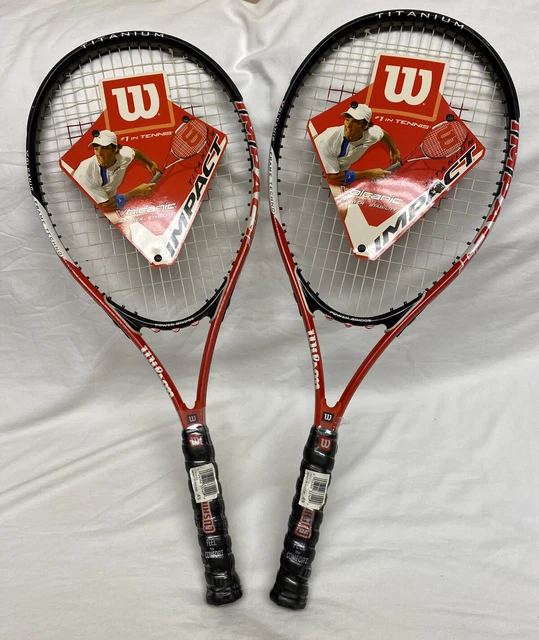 2 NEW WILSON Impact Titanium Tennis Rackets Red Volcanic 4 3/8 *See ...