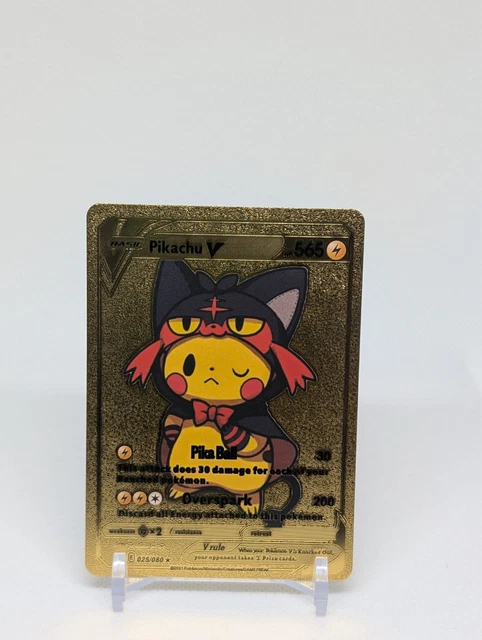 POKEMON🔥PONCHO PIKACHU🔥LITTEN🔥GOLD FOIL Custom Card🔥Pikachu 208/XY-P £5 ...
