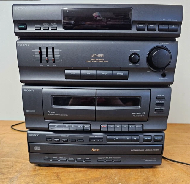 VINTAGE SONY LBT-A195 Stereo System HiFi Unit 5 Disk CD, 2 Cassette ...