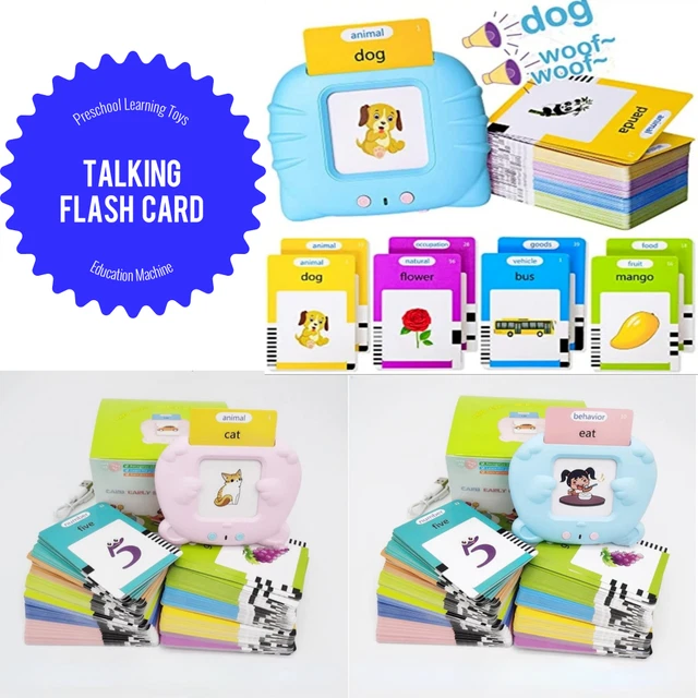 TALKING FLASH CARDS Portable Educational Toys Kids Reading 510 words ...