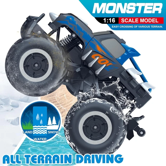 1:16 RC MONSTER Truck 4WD Amphibious Waterproof Car Off-Road Pickup Toy ...