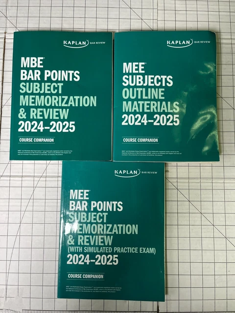 KAPLAN BAR REVIEW 2024-2025 MBE MEE Bar Points Subject Memorization ...