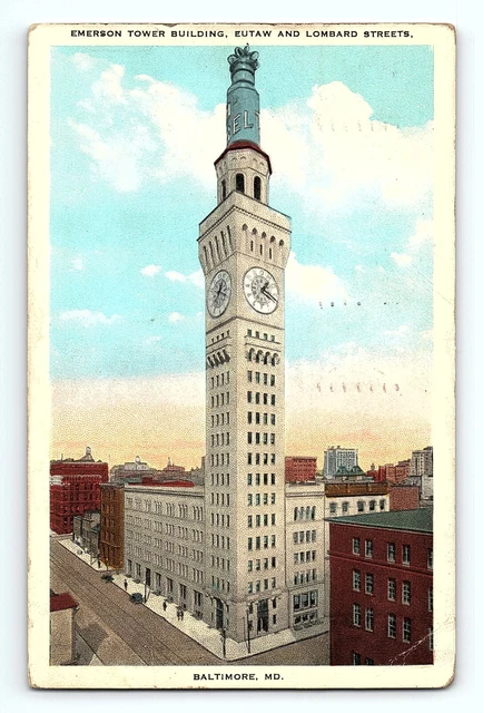 EMERSON TOWER BUILDING Eutaw And Lombard St Baltimore Maryland Vintage ...