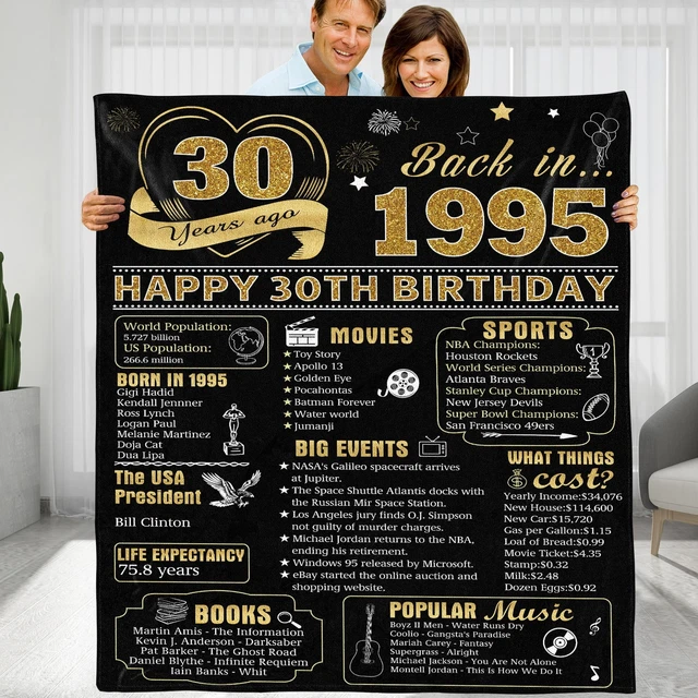 30 YEARS AGO 30th Birthday Wedding Anniversary Throw Blanket Perfect ...