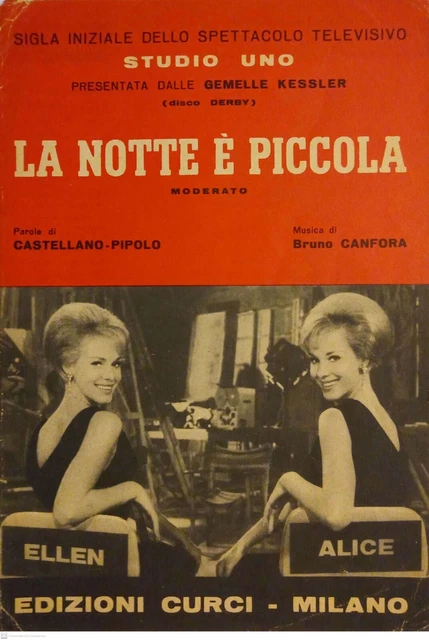 SPARTITI MUSICALI D'EPOCA anni 60-70 LA NOTTE E' PICCOLA EUR 5,00 ...