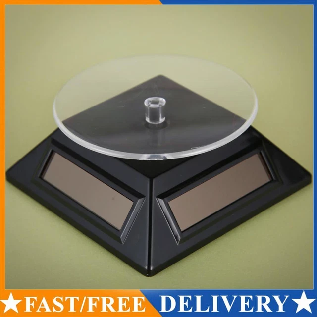 MINI 4 PANELS Solar Powered Turn Table Rotary Jewelry Display Stand ...