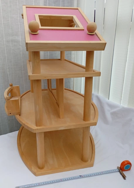 THREE STOREY WOODEN Dolls house. Open Sided Design Possibly Goki Or ...