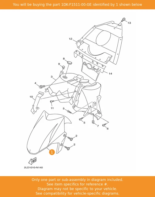 YAMAHA FENDER, FRONT, 1DK-F1511-00-GE OEM XC125 £52.40 - PicClick UK