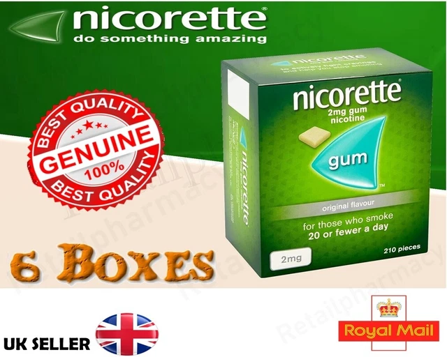 NICORETTE CHEWING GUM Original 2mg De 210 x 6 Boîtes Expire EUR 217,52 ...