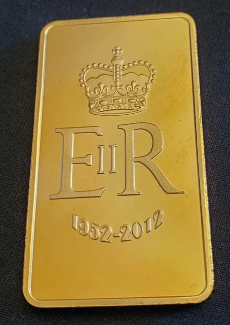 QUEEN ELIZABETH II Gold Bar Diamond Jubilee London Royalty Old Retro ...