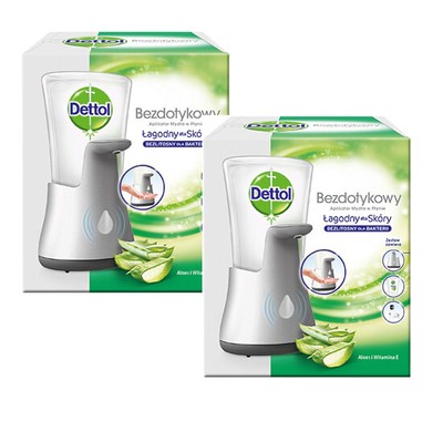 LOT DE 2 - DETTOL No touch kit - Distributeur Automatique Effet Inox + Recharge EUR 29,99 ...