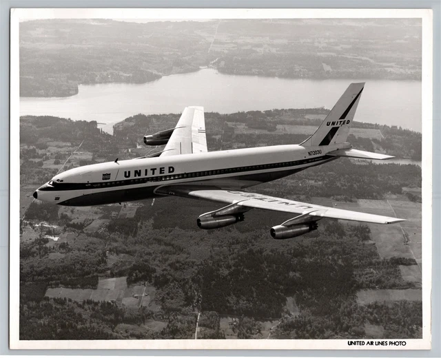 AVIATION AIRPLANE UNITED Airlines Boeing 720 Mainliner 1960s B&W 8x10 ...