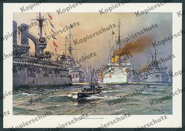 WILHELM II KAISERLICHE Marine Flottenmanöver U-Boot Helgoland ...